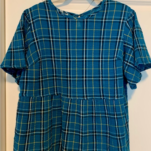 Terra & Sky | Tops | Terra Sky Turquoise Plaid Blouse | Poshmark